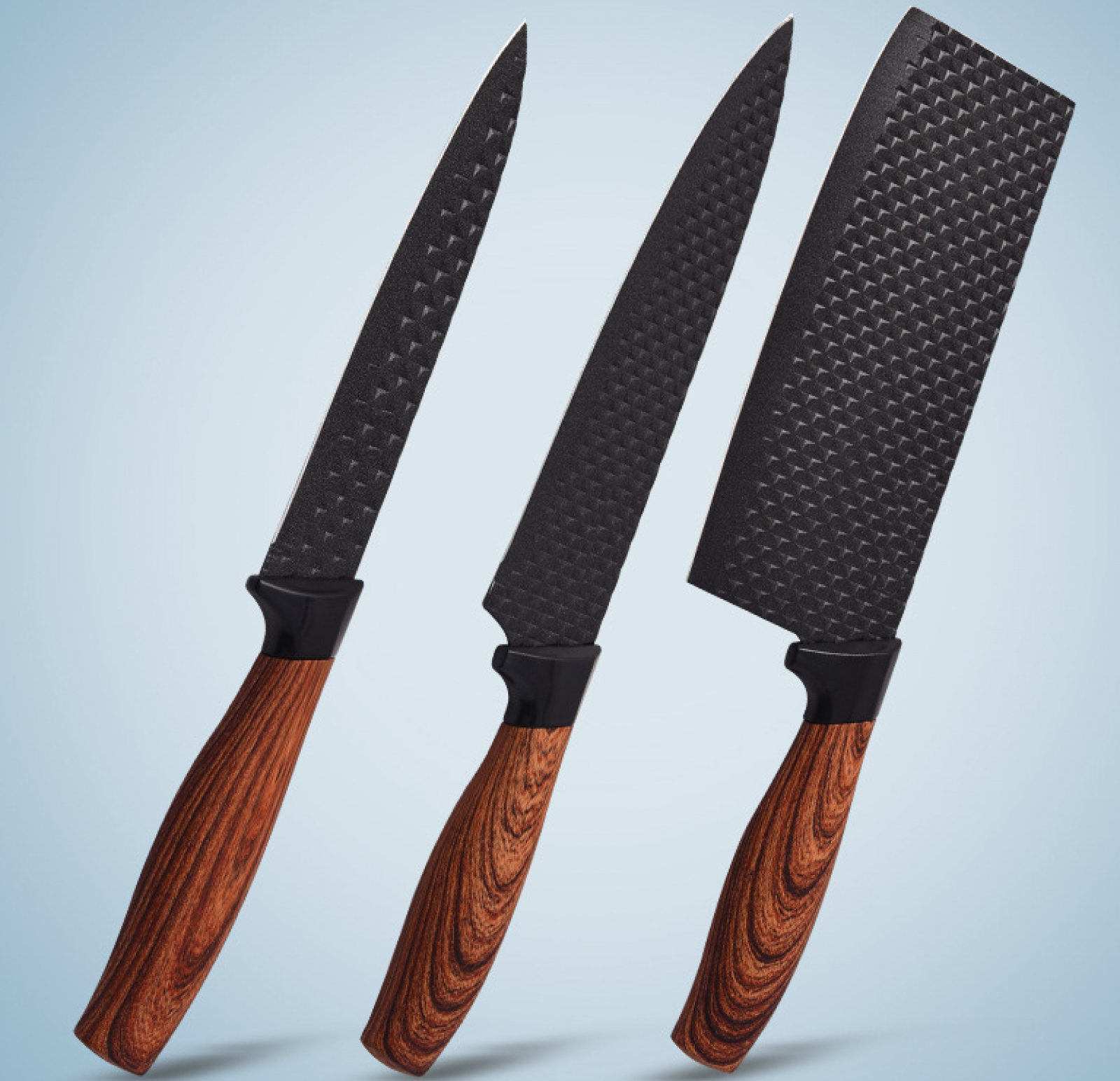 Набор кухонных ножей MyPads A157-031 6 в 1 с антипригарным покрытием и деревянными рукоятками