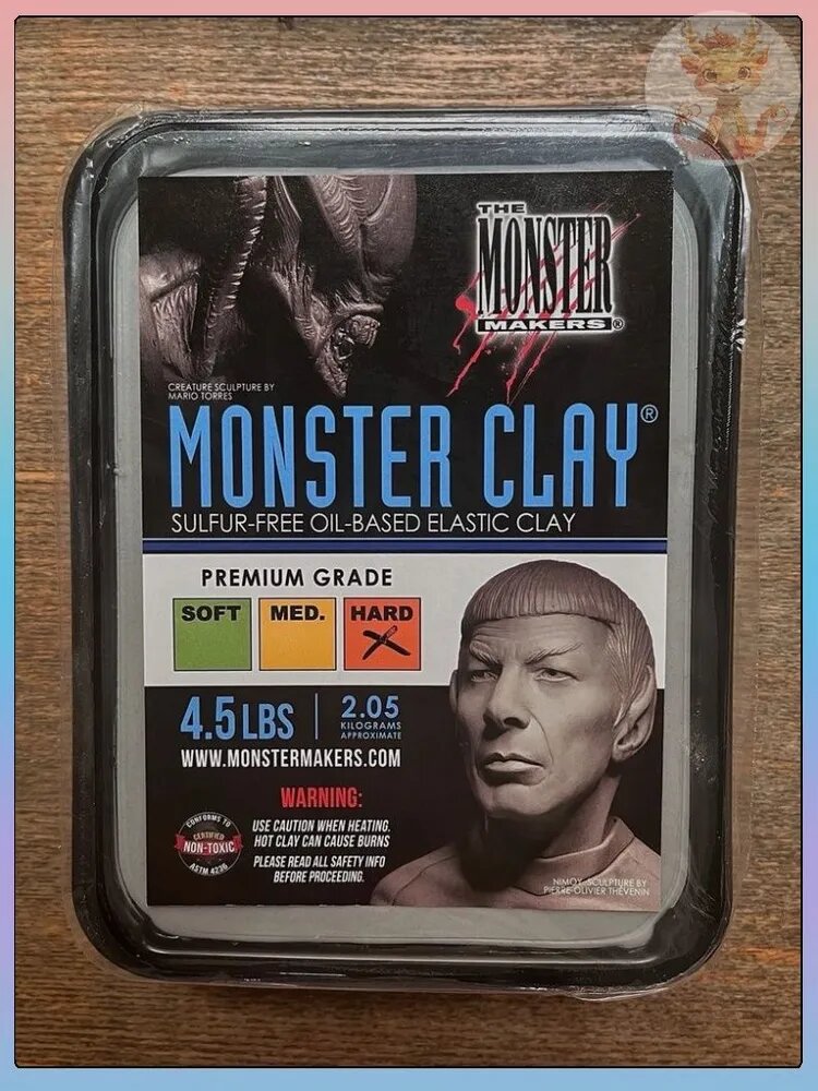 Пластилин скульптурный Monster Clay Gray твердый 2050 г для лепки серый — фото 1