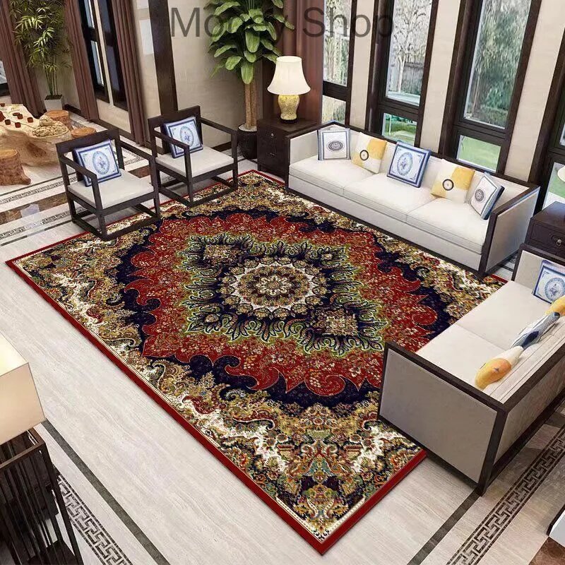 Ковер 140x200 см, Классический дизайн, ковролин для гостиной и спальни, красного цвета.