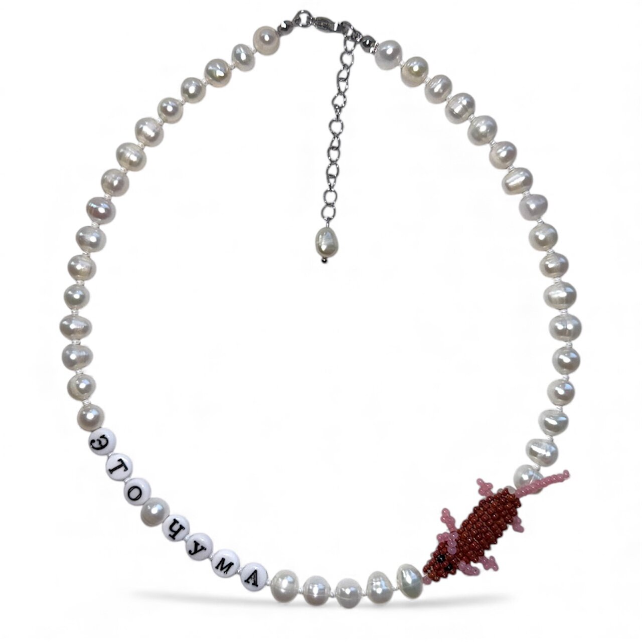 Колье, керамика, хрусталь, жемчуг пресноводный