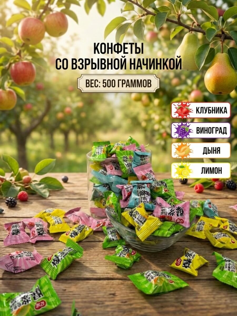 Китайские конфеты "Ассорти", со взрывной начинкой, в пакете, 500г