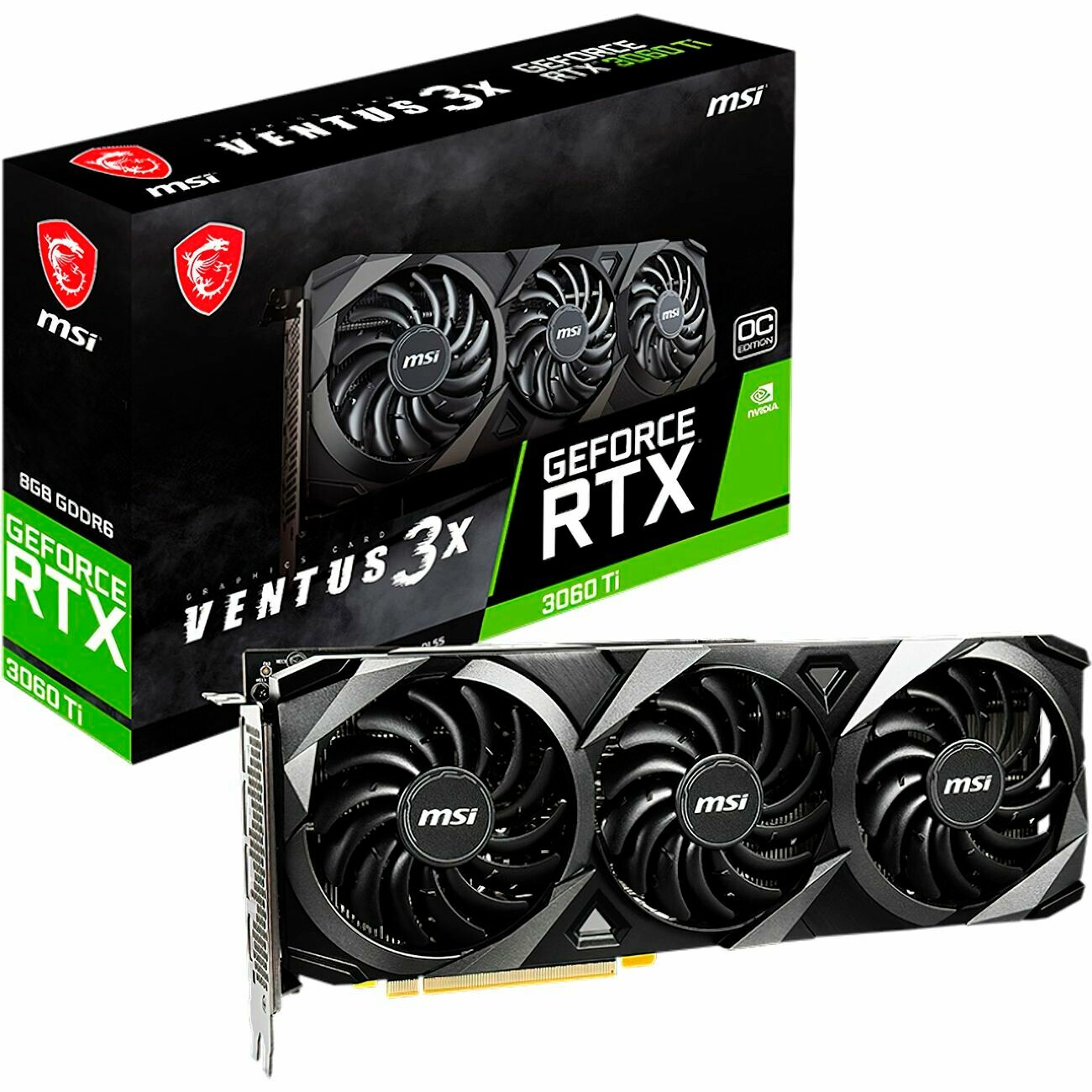 Видеокарта MSI GeForce RTX 3060 Ti VENTUS 3X OC [RTX 3060 Ti VENTUS 3X 8GD6X OC] | Новая | Заводская пломба