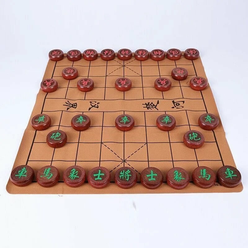 Китайский шахматный набор из массива дерева, кожаная шахматная доска, портативный набор