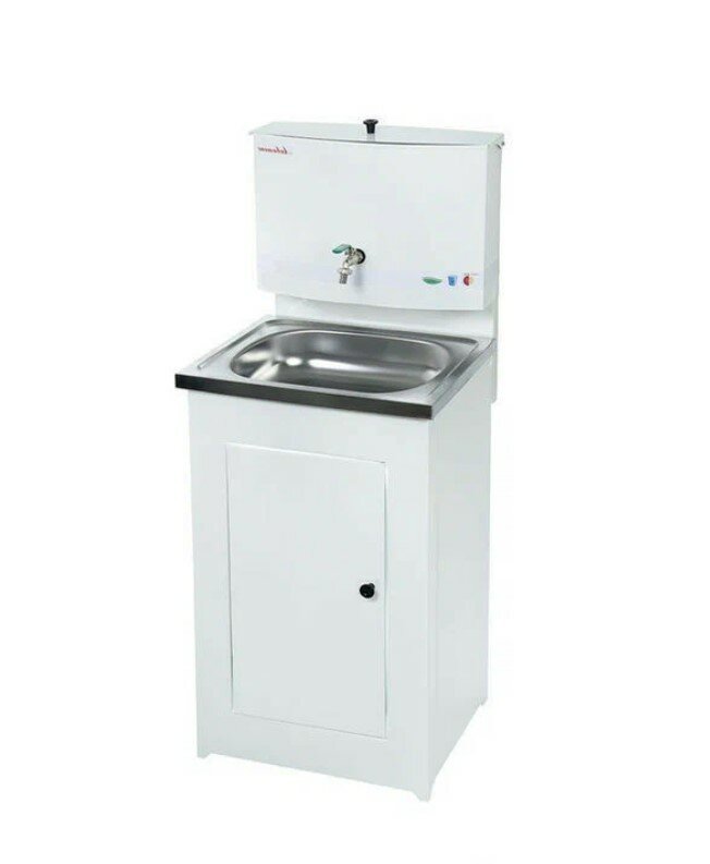 Дачный умывальник Акватекс белый, без нагрева воды, нержавеющая раковина