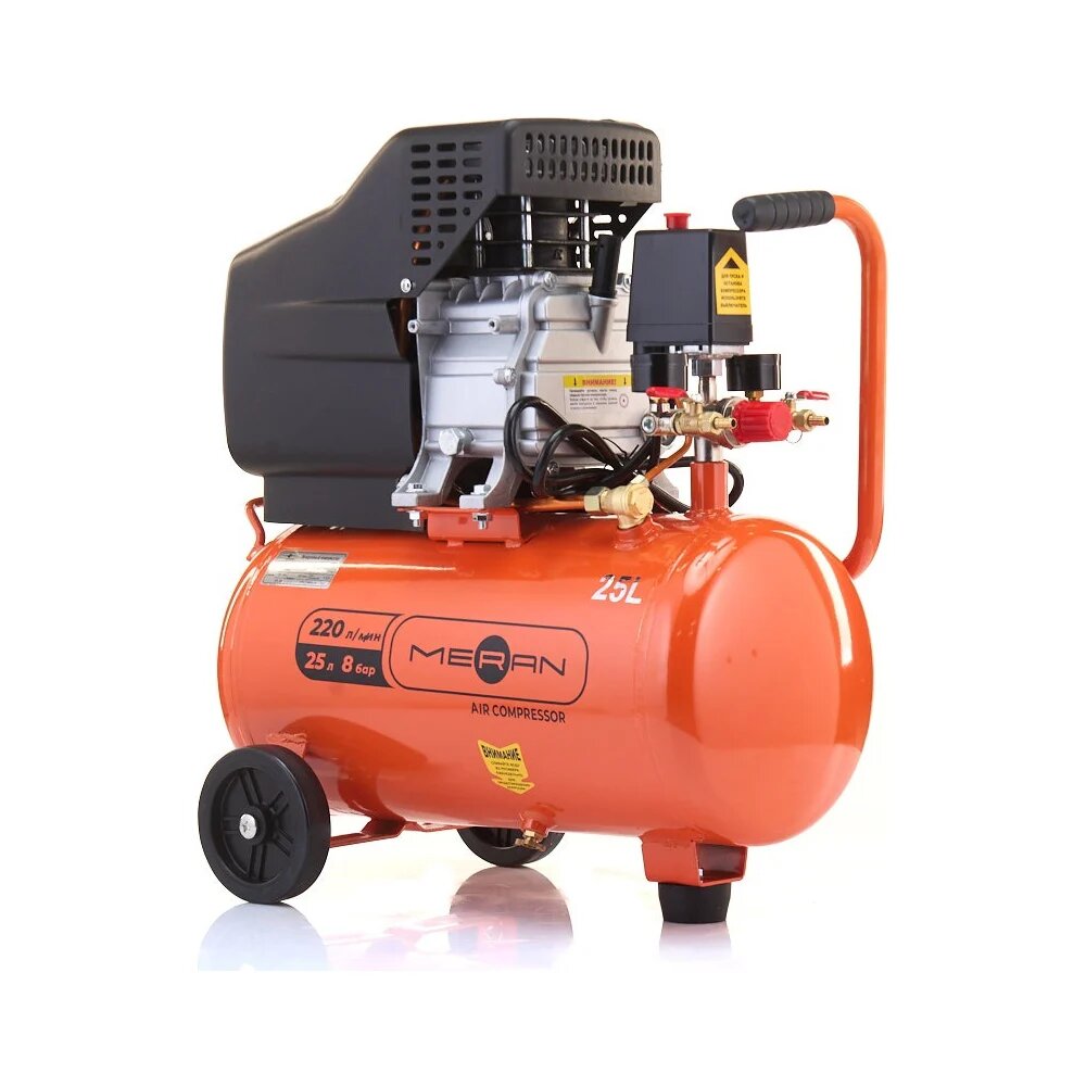 Компрессор MERAN CP 220/25 100591679 поршневой коаксиальный тип, масляная система смазки, профессиональная серия
