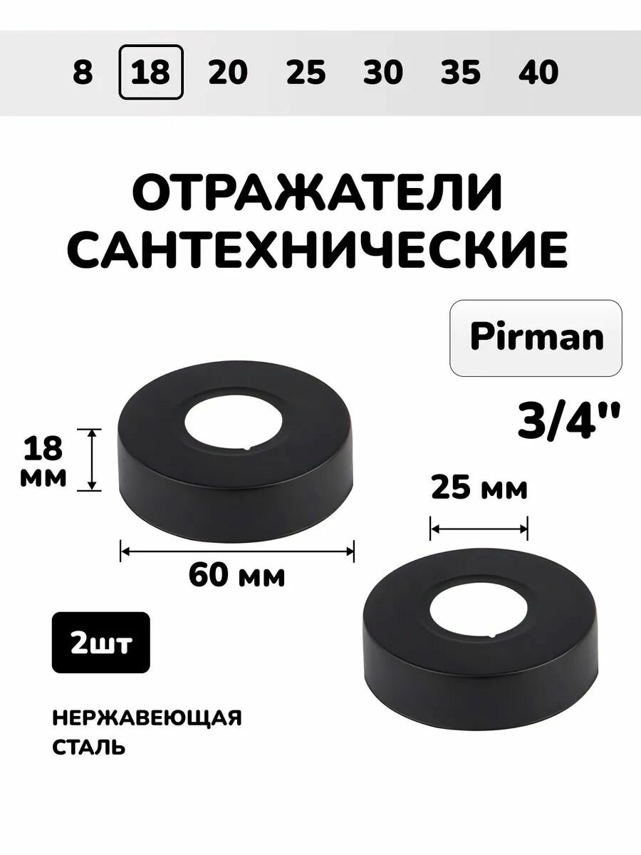 Отражатель для смесителя и полотенцесушителя сантехнический глубокий черный круглый 3/4, 2шт.