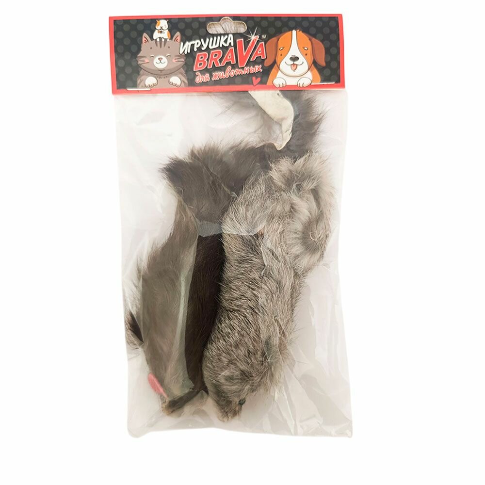 Игрушка для кошек Мышь серая 13,5см 2шт нат. мех кролика