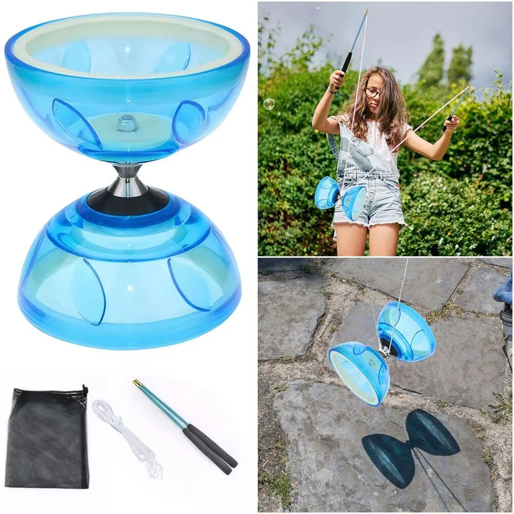 Трёхподшипниковый диаболо из ТПУ для начинающих, 150 130 мм, с двумя палками и верёвкой