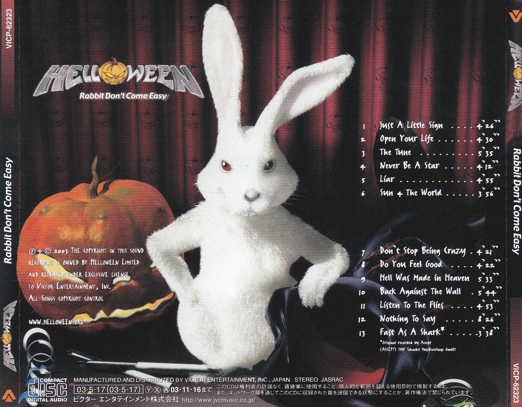 Helloween - Rabbit Don't Come Easy, 2003, 20-page, CD-Аудио — фото 1