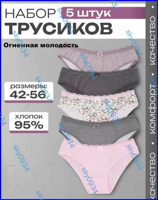 Комплект трусов бикини Базовая, 5 шт