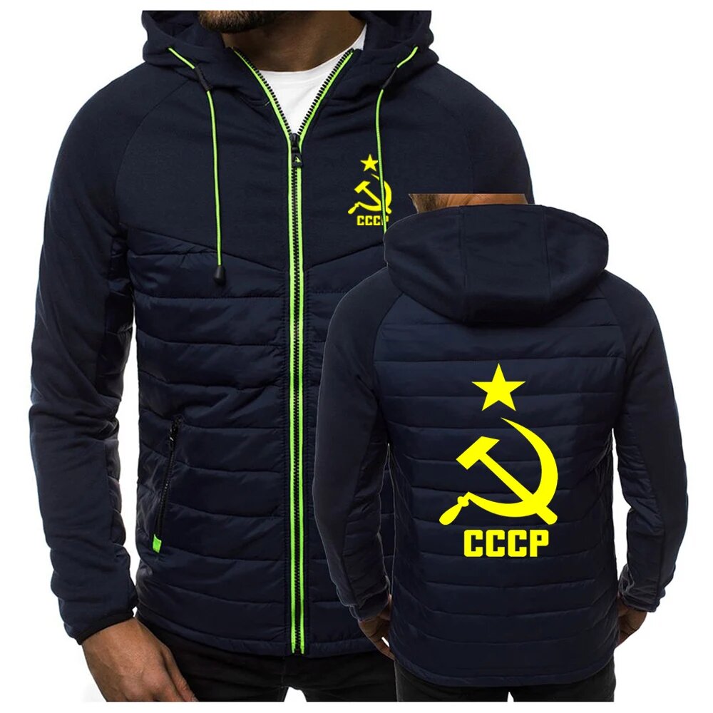 Мужская куртка с капюшоном CCCP, синяя, XXXL
