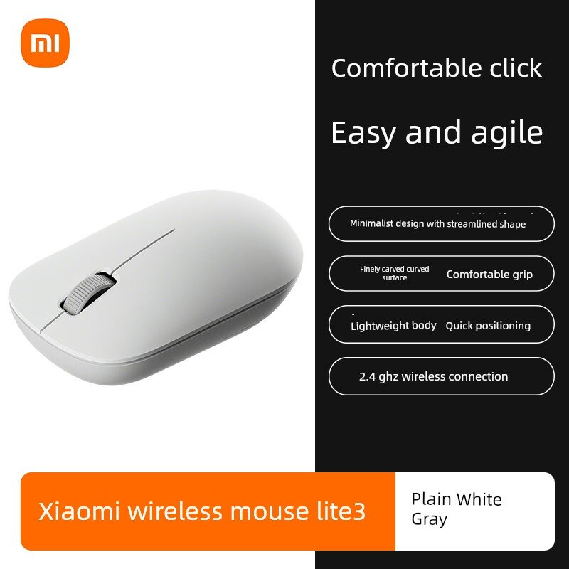 Xiaomi беспроводная мышь Lite 3, светло-серый - легкая офисная мышь