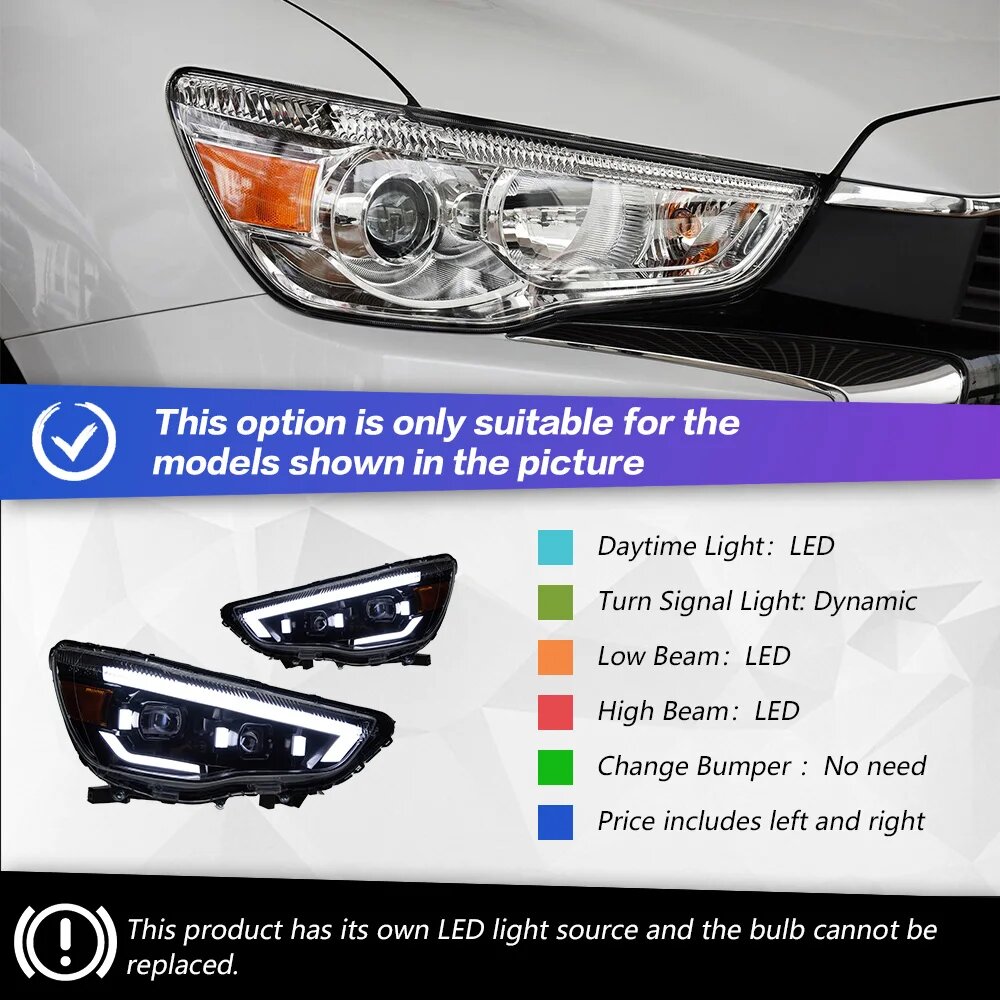 Фары для Mitsubishi ASX 2013-2019 LED автомобильные фары сборка обновление дизайн в стиле W213 E-class бифокальные линзы аксессуары