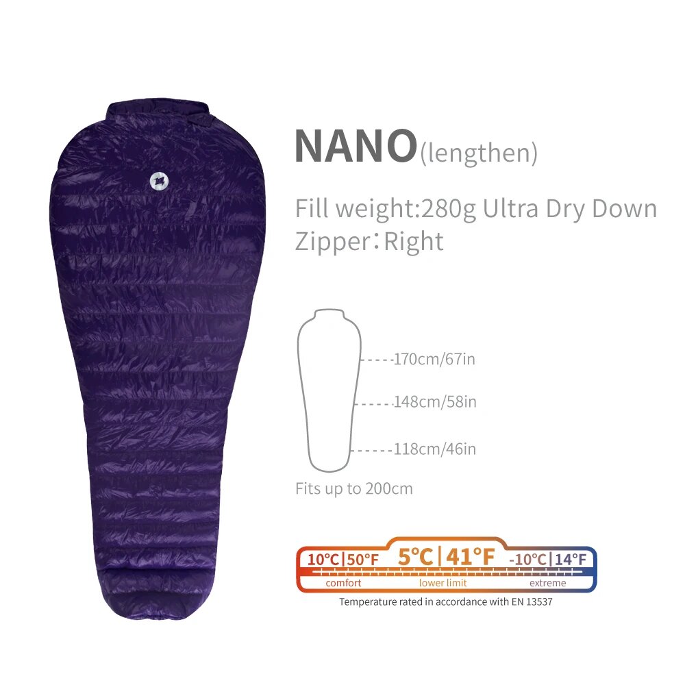 Спальный мешок AEGISMAX Nano Lengthen, Nano-Purple