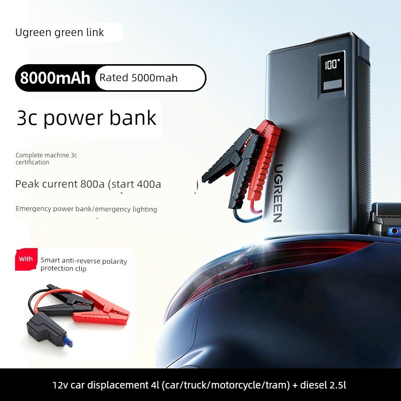 Мощный автомобильный пусковой аккумулятор UGREEN для экстренного запуска и зарядки мотоциклов. Полностью