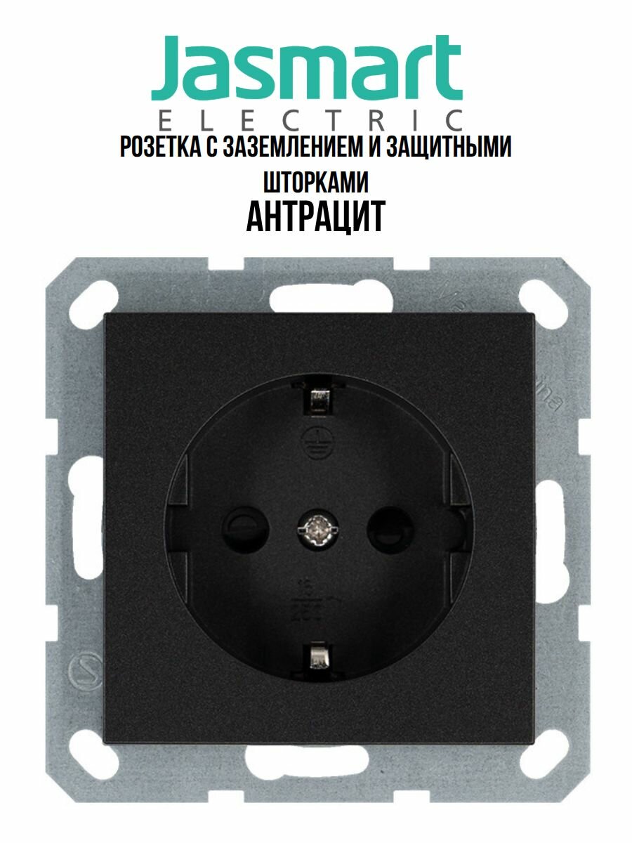 Печать Розетка SCHUKO с защитными шторками 16A 250V Jasmart