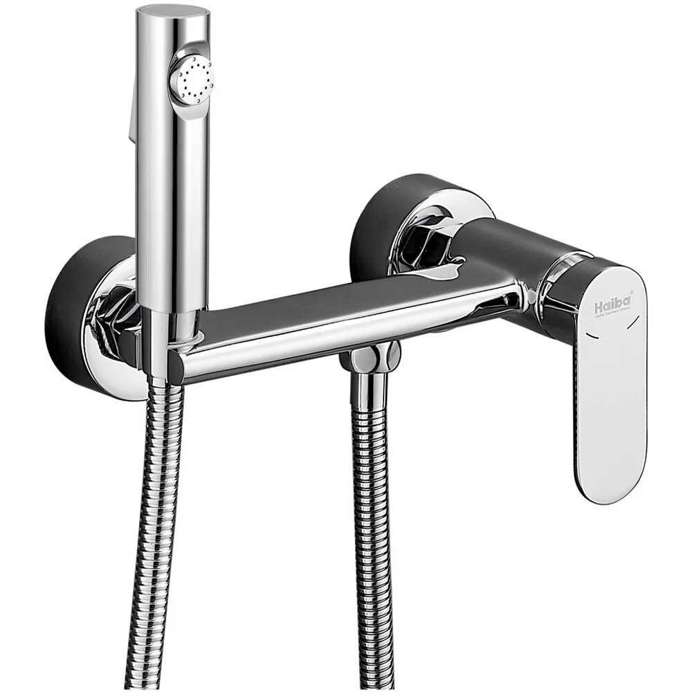 Гигиенический душ Haiba HB5516 со смесителем, хром, глянцевый, латунь, рычажный, смеситель для биде