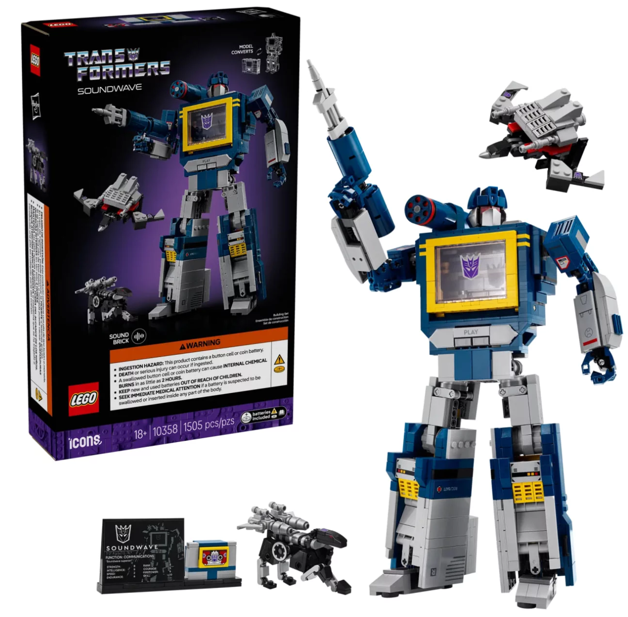 LEGO ICONS Transformers: Soundwave 10358 Трансформеры: Саундвейв , 1505 деталей