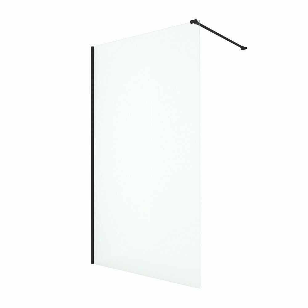 Душевая перегородка с держателем AQUATEK AQ WIW 12020BL 1200x2000 черный/стекло прозрачное