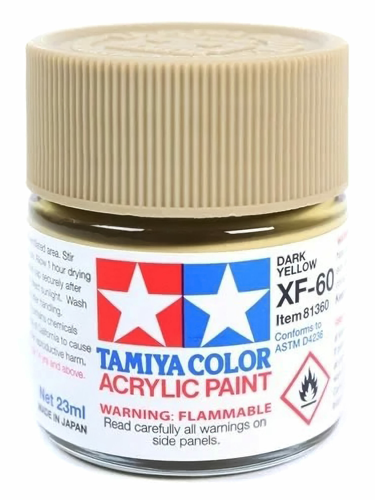 Краска акриловая Tamiya Color XF-60 Dark Yellow 81360 матовая, 23 мл