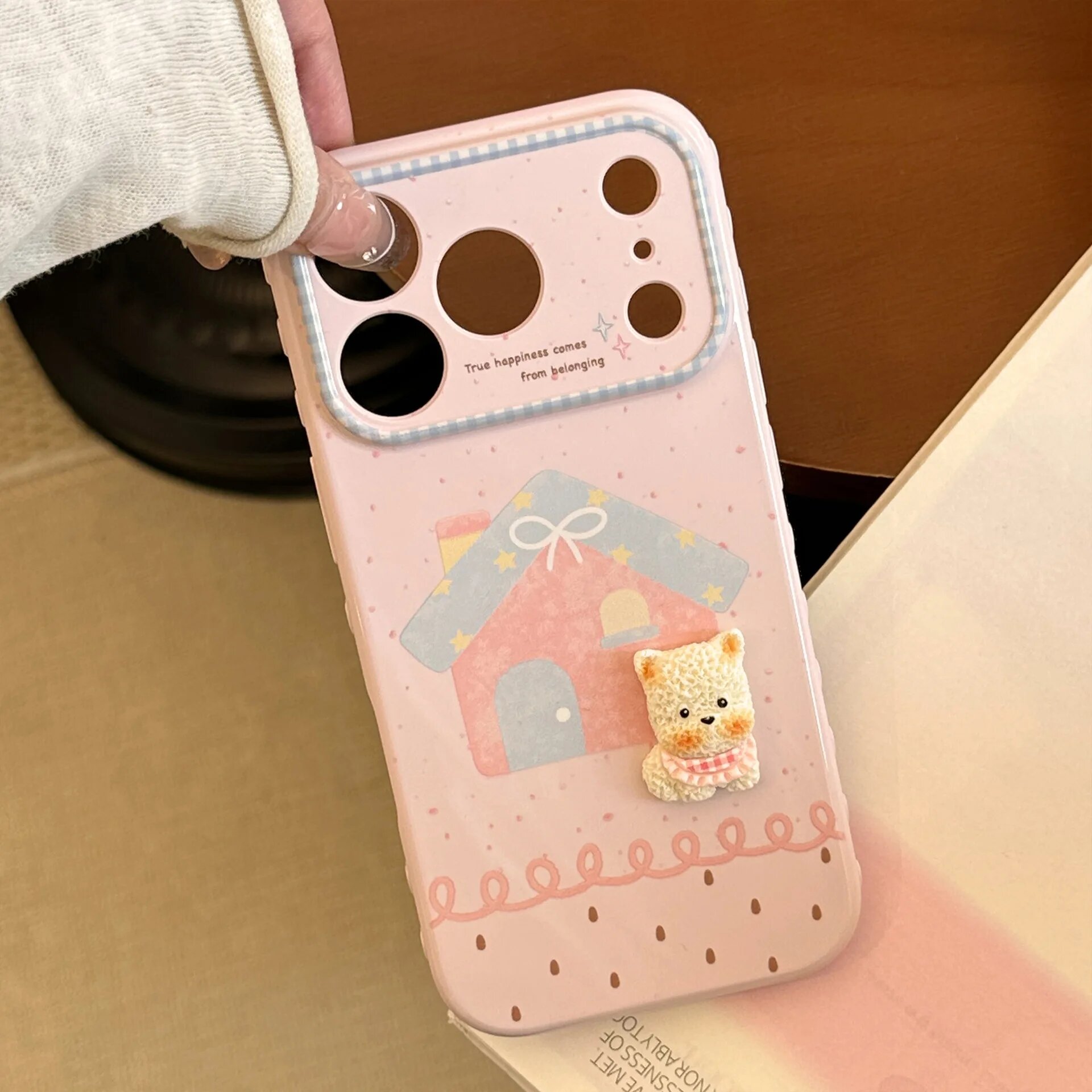 Корейский 3D-чехол Для Телефона С Рисунком Собачьего Домика Для iPhone, iPhone 14, Розовый, A