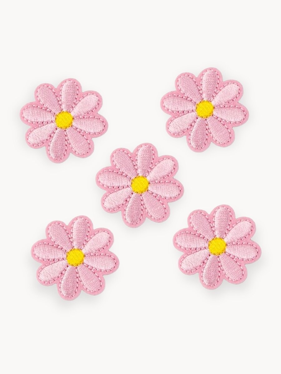Термоаппликация / наклейка/ патч/ шеврон/ нашивка "Ромашки", диаметр 4 см упаковка 5 шт, цвет: розовый