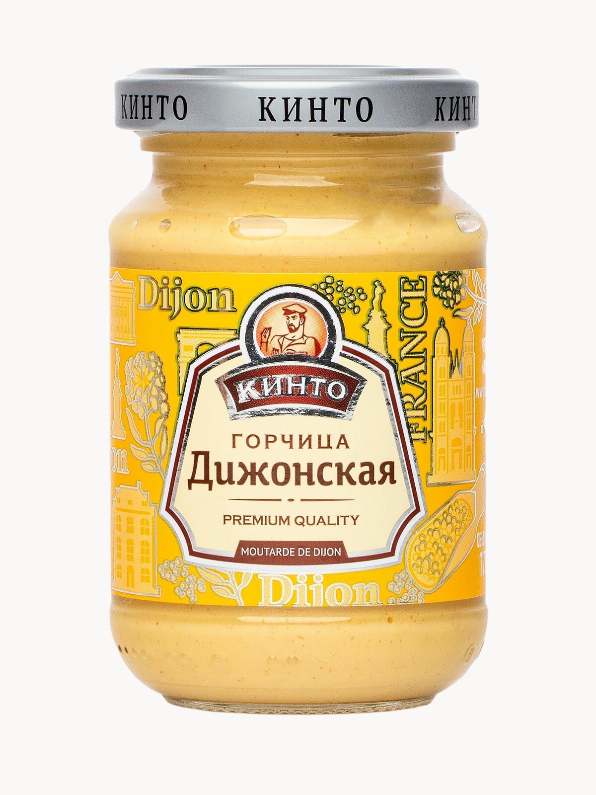 Горчица "Кинто", дижонская, Premium Quality, стеклянная банка, 170г