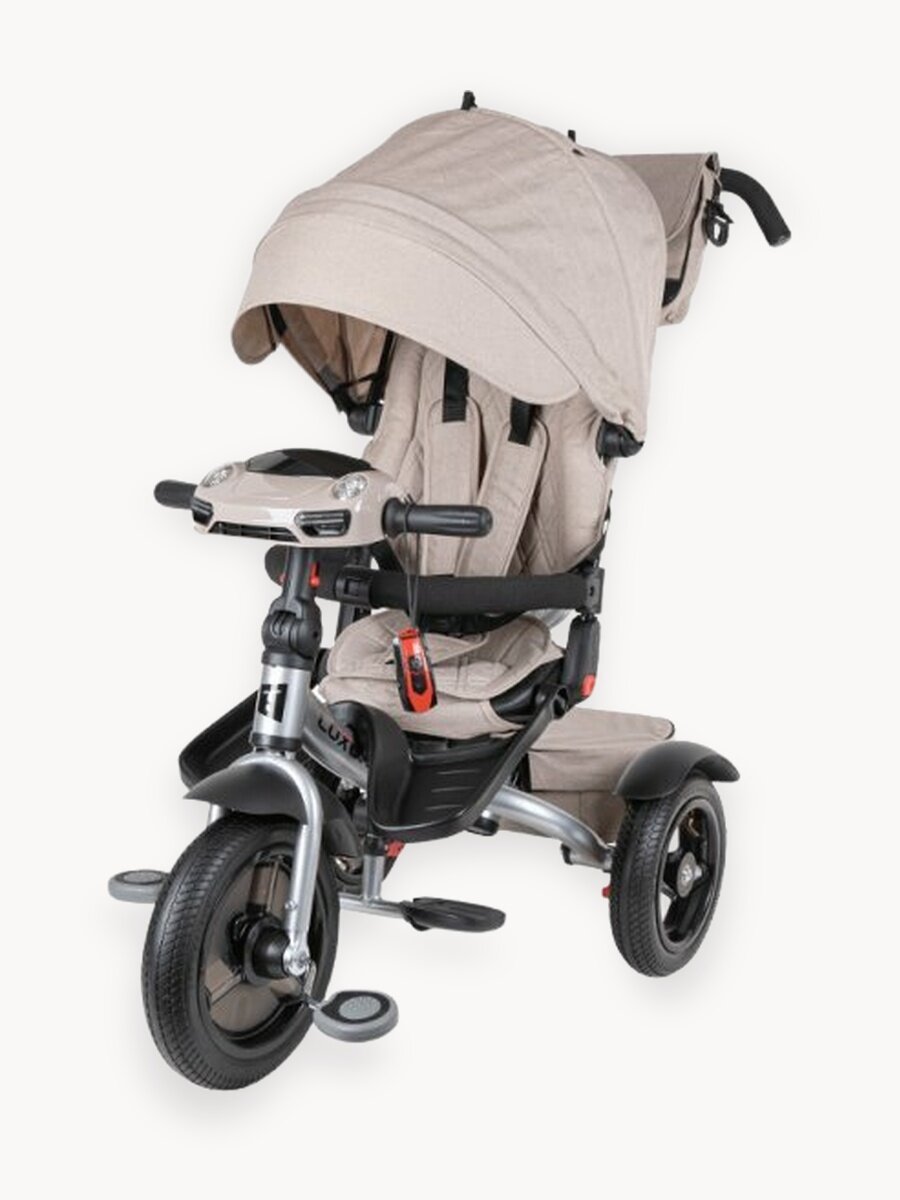 Детский трехколесный велосипед Tech Team с ручкой Luxury бежевый 1/1