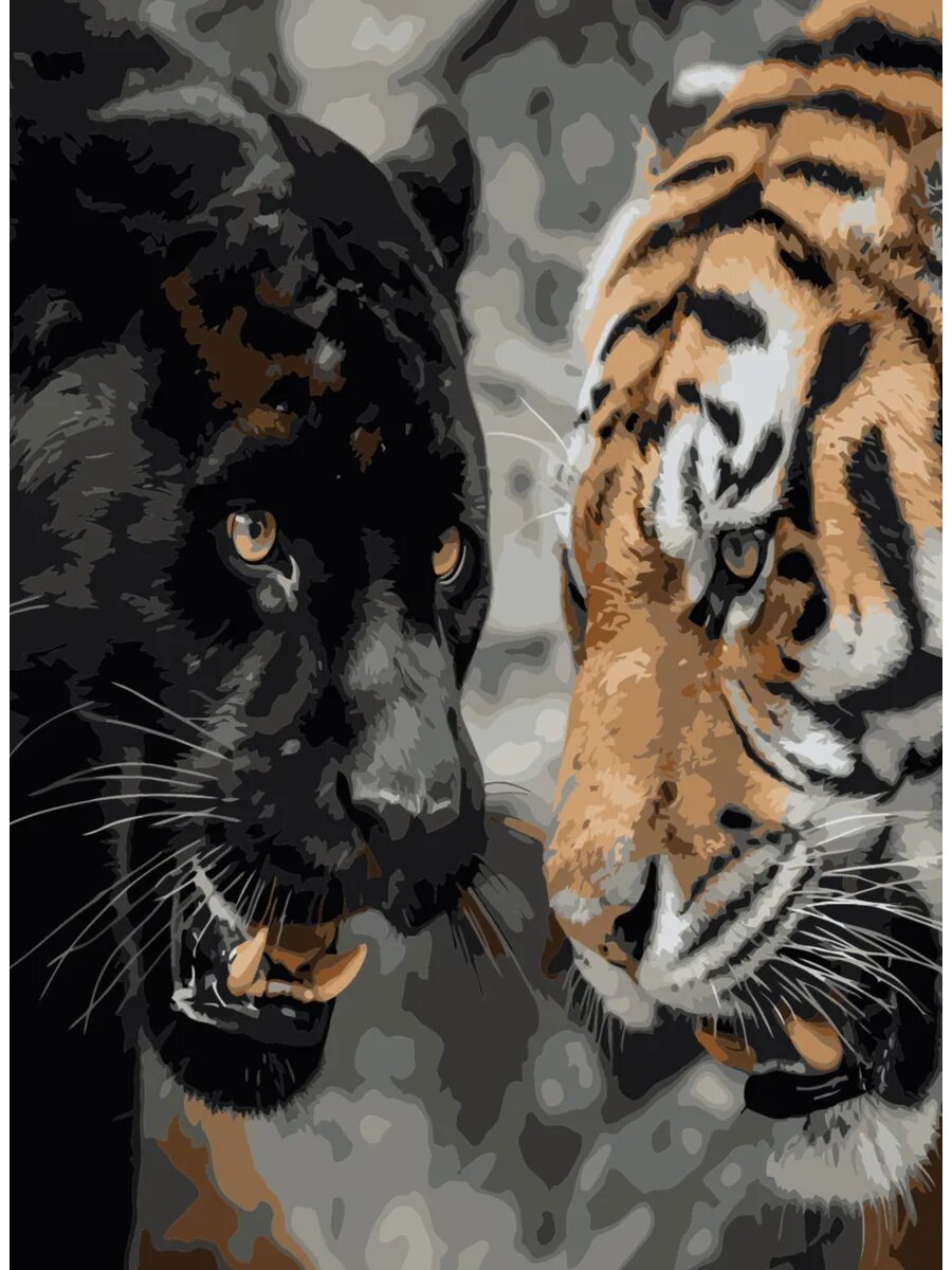 Картина по номерам тигр с пантерой