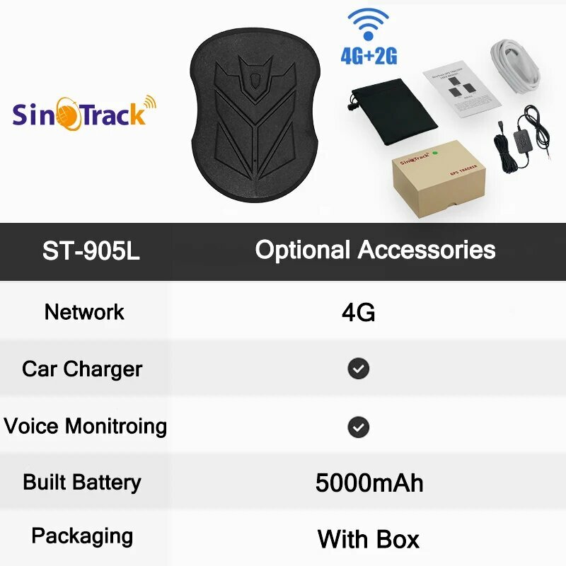 SinoTrack 4G 5000/10000 мАч ST-905/ST-915 Водонепроницаемый GPS-трекер автомобиля Магнит с длительным режимом ожидания Аккумулятор Положение в реальном времени Приложение, ST905 4G Box Charger