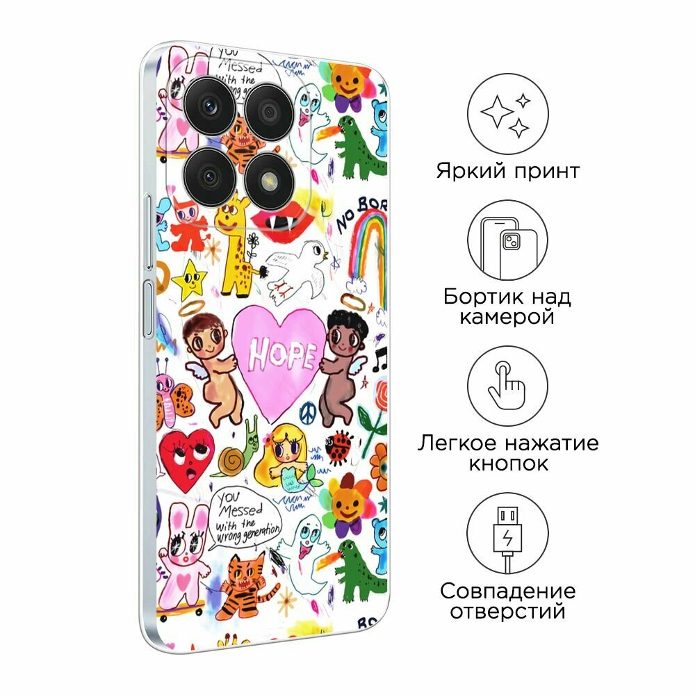 Силиконовый чехол на Honor X8A / Хонор X8A с принтом "Милые рисунки" — фото 1