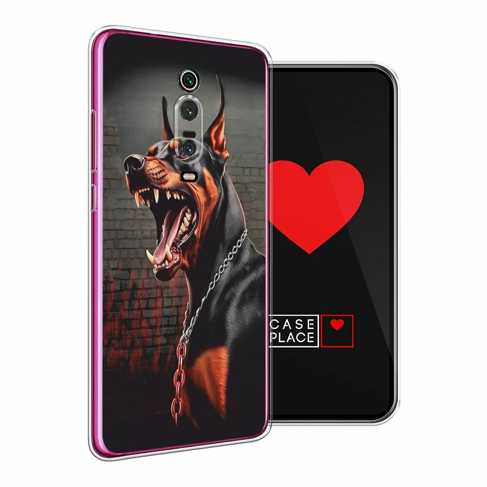 Чехол на Xiaomi Redmi K20/K20 Pro/Mi 9T/9T Pro / Сяоми Редми К20/K20 Pro/Mi 9T/9T Pro с принтом "Доберман с цепью" — фото 1