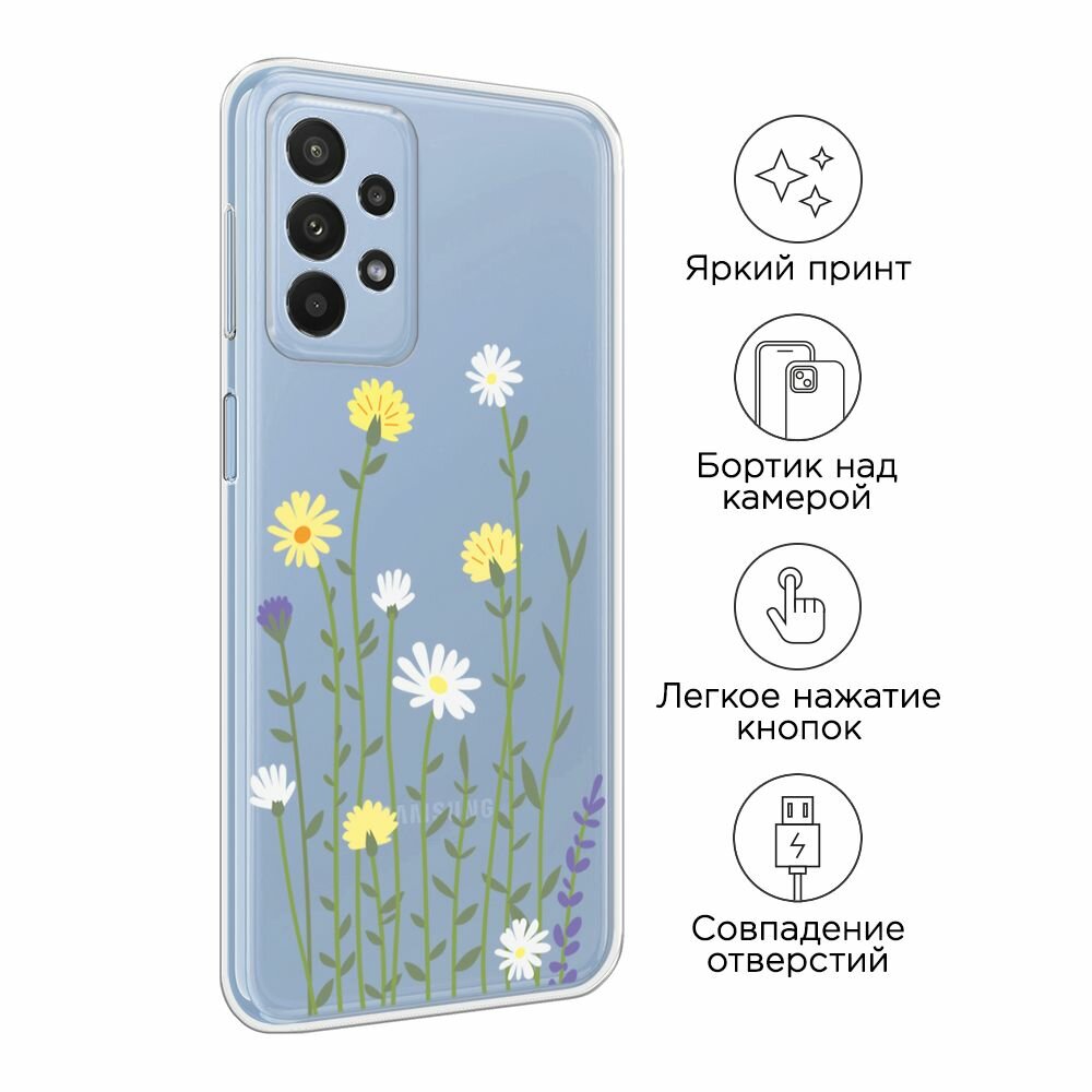 Чехол на Samsung Galaxy A23 / Самсунг Галакси А23 с принтом "Пучок полевых цветов", прозрачный — фото 1