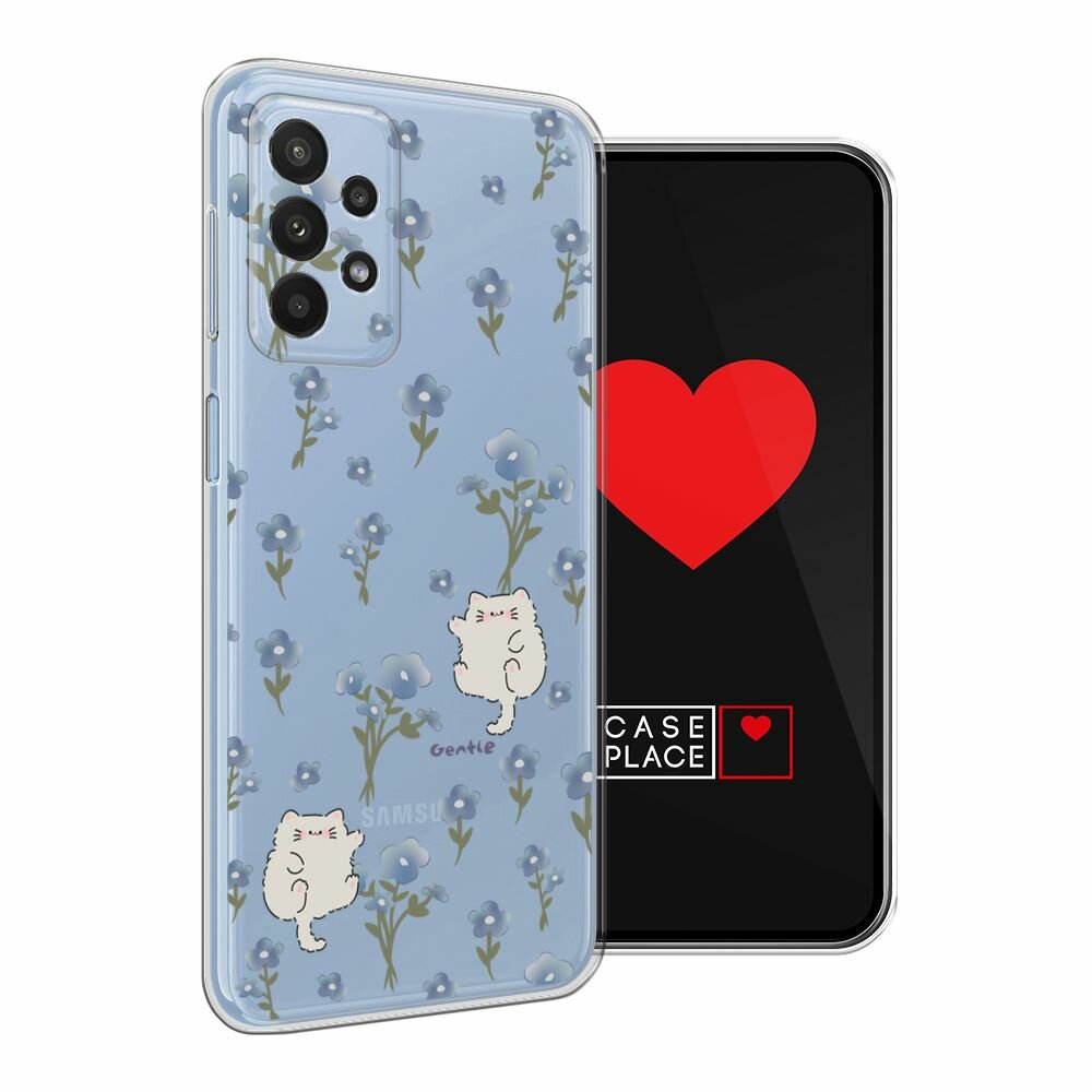 Чехол на Samsung Galaxy A23 / Самсунг Галакси А23 с принтом "Gentle cats", прозрачный — фото 1