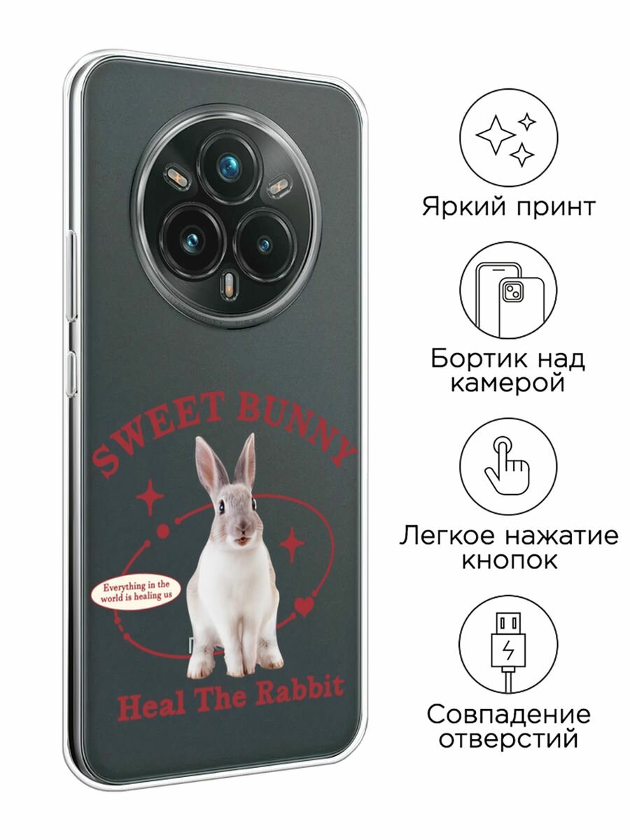 Чехол на Realme 14 Pro / Реалми 14 Про с принтом "Heal the rabbit", прозрачный — фото 1