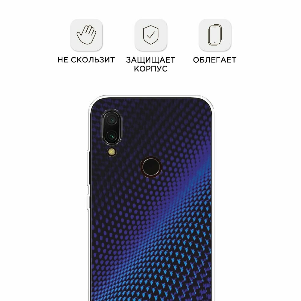 Чехол на Xiaomi Redmi 7 / Сяоми Редми 7 с принтом "Синий карбон" — фото 1