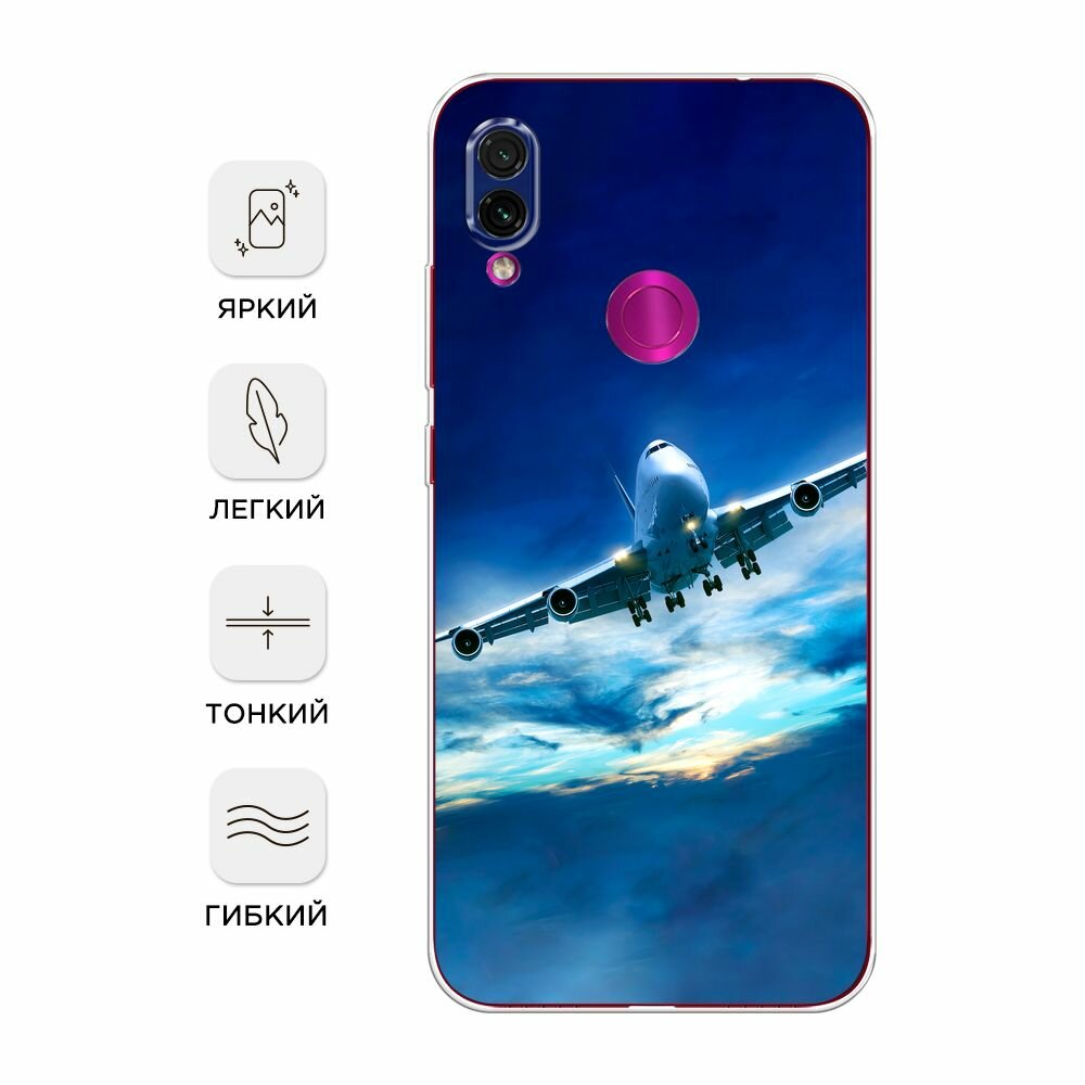 Чехол на Xiaomi Redmi Note 7 / Сяоми Редми Нот 7 с принтом "Самолет в небе" — фото 1