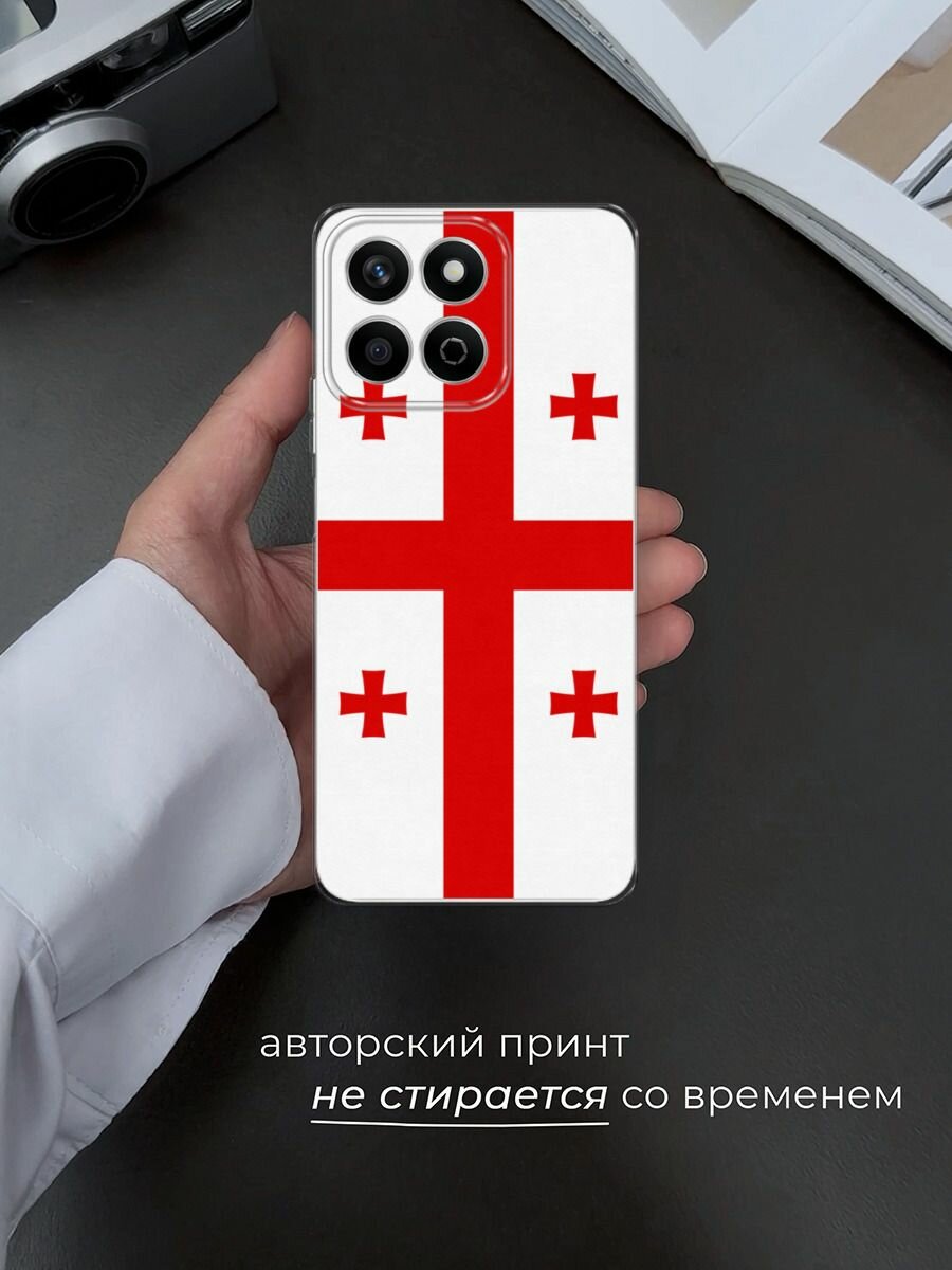 Силиконовый чехол на Honor X7c / Хонор X7c с принтом "Флаг Грузии" — фото 1