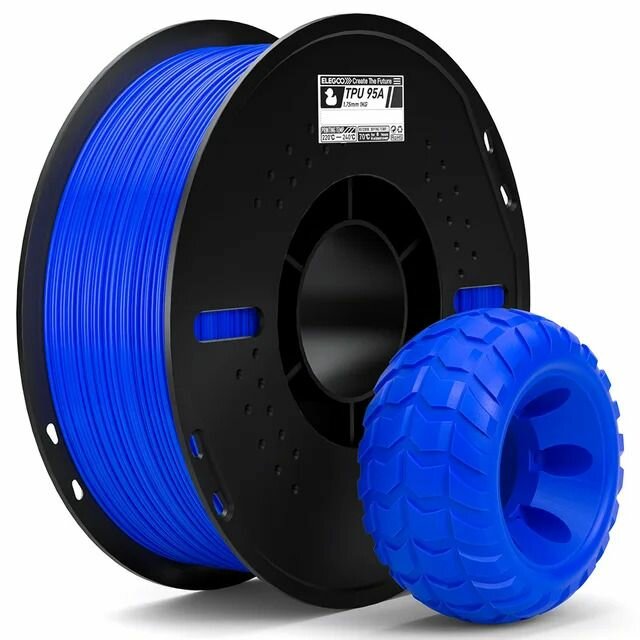 Пластик TPU Цвет Синий для 3d принтера, филамент 1.75мм, 1кг (арт. tpu_el_blue_0035 )