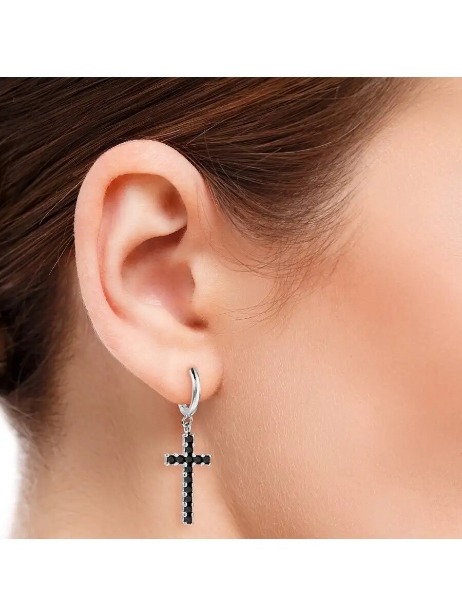 Серьги, серебро, 925 проба, фианит