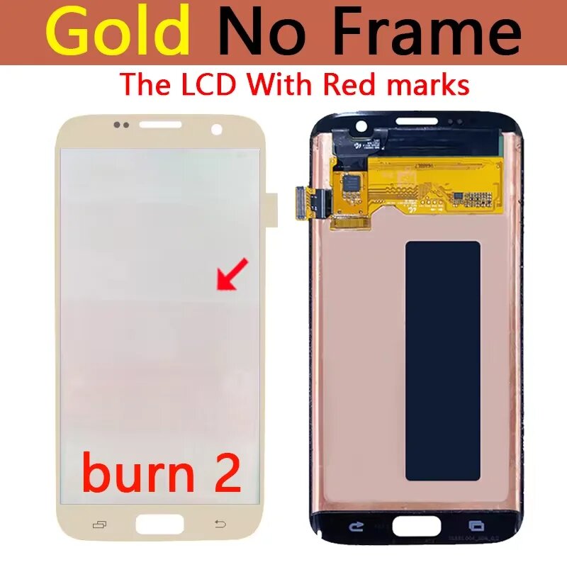 5,5-дюймовый ЖК-дисплей Amoled с Burn-Shadow и рамкой для SAMSUNG Galaxy S7 Edge G935 G935F, дигитайзер сенсорного экрана в сборе Gold No burn 2