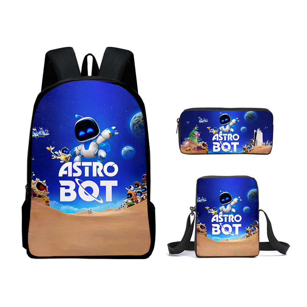 Новый AstroBot Space Robot Game, набор из трех предметов, рюкзак, сумка для ручек, сумка через плечо, модный рюкзак, школьная сумка