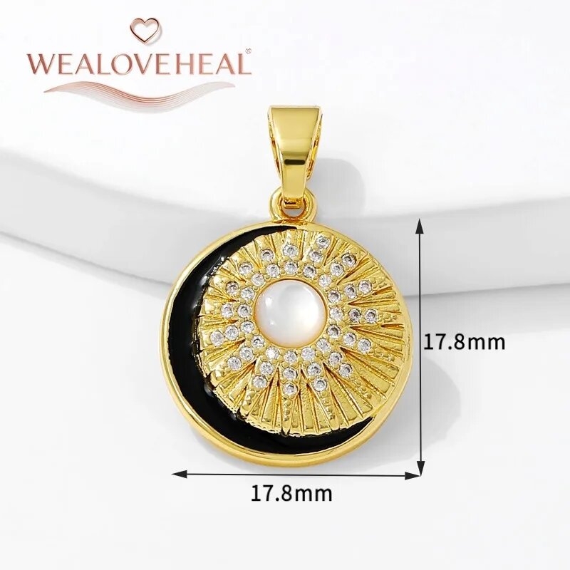 Подвеска WEALOVEHEAL Луна, 18K Gold Plated, с цирконием