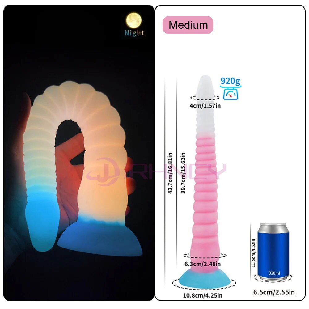 19 в огромная длинная Анальная пробка Красивая светящаяся Анальная пробка Luminous Pink M