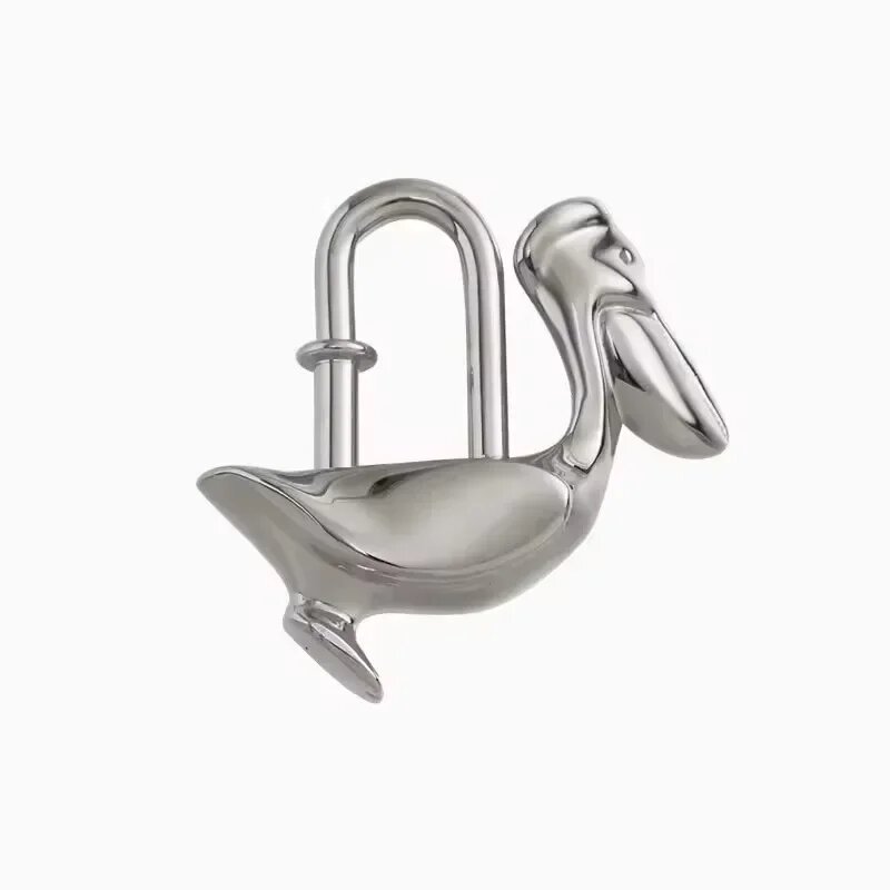 Подвеска с замком для сумки Hermes Birkin Kelly, сумка с замком Pegasus, цельнометаллический металлический замок с животными, аксессуар для сумки Silver Pelican