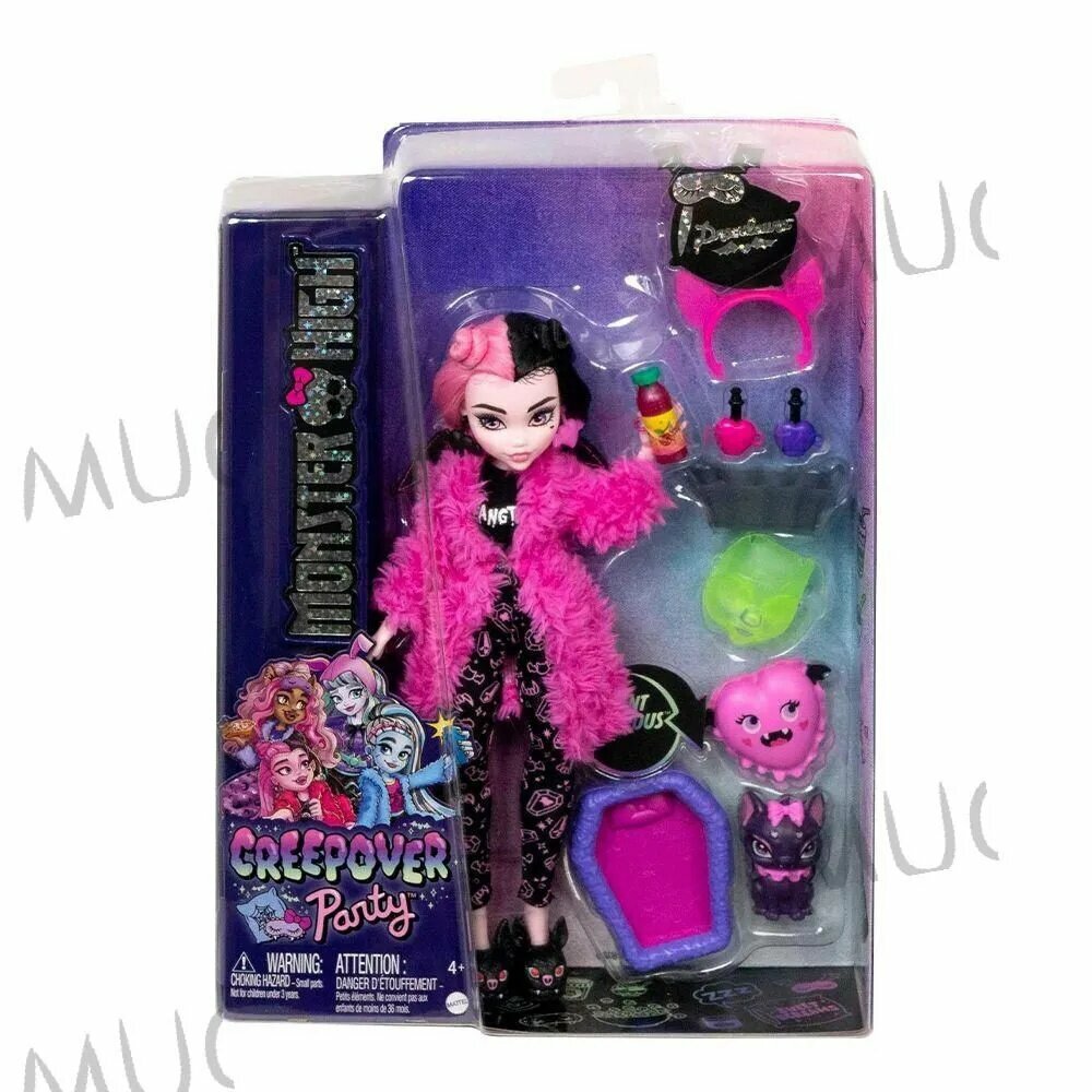 Mattel Monster High Creepover Party Draculaura Doll Школа монстров Модная коллекционная кукла, с одеждой и аксессуарами, Подходит для детей старше 4 лет