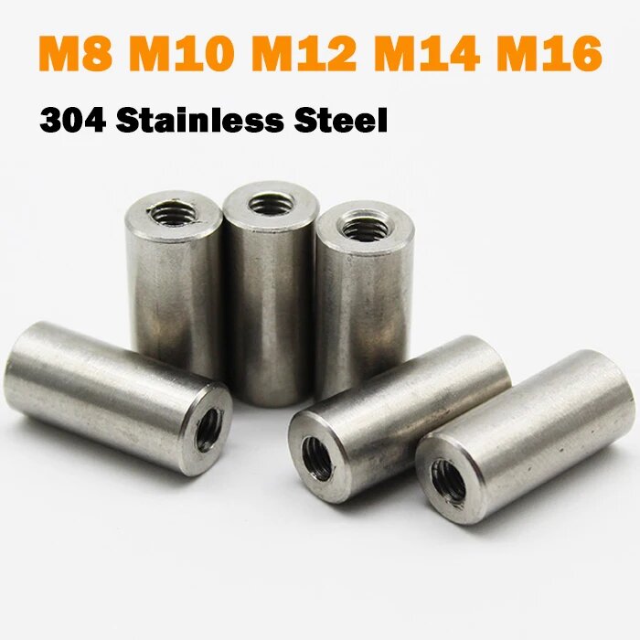 Гайки соединительные нержавеющая сталь M8 M10 M12 M14 M16 M12x18x35-1Pcs