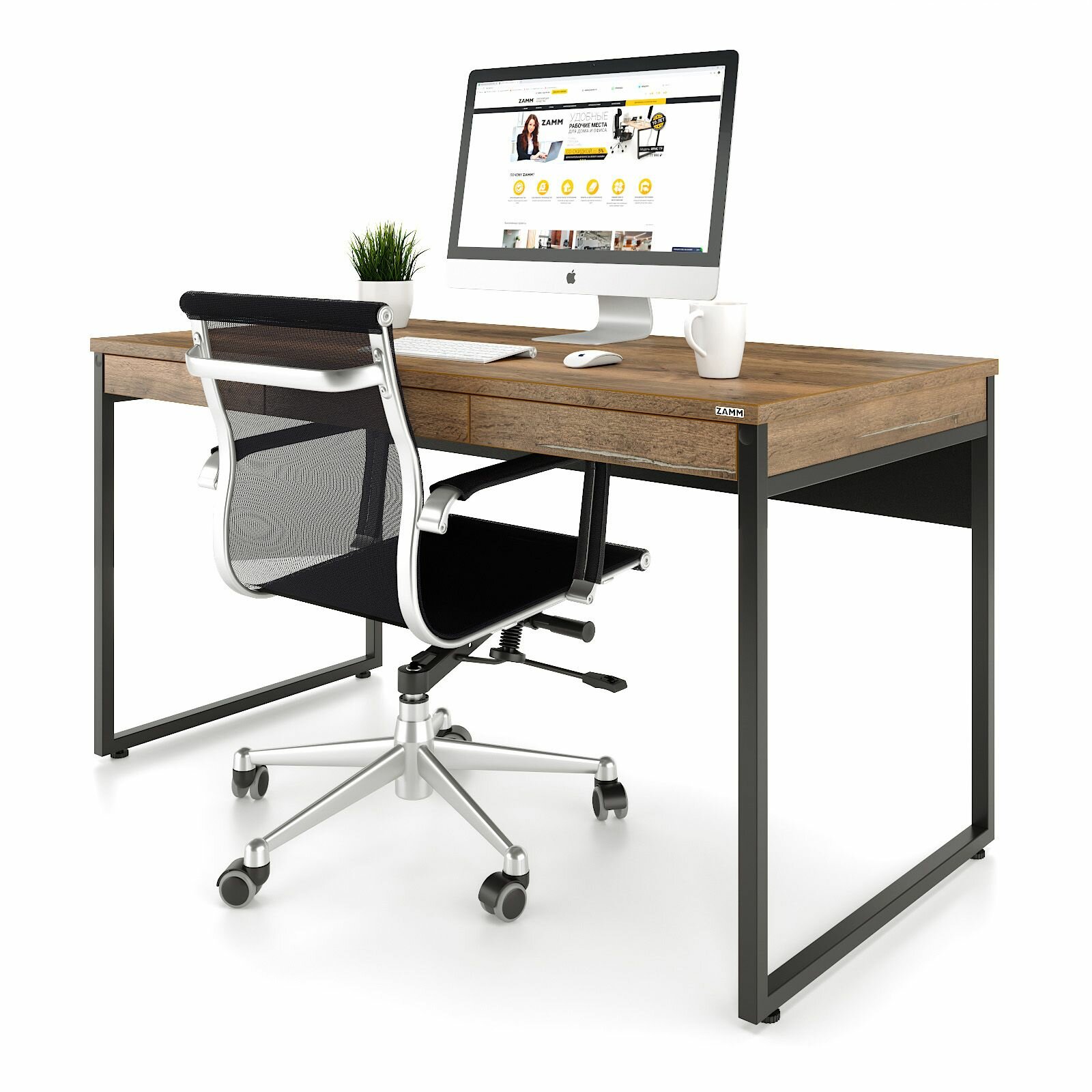 ZAMM Компьютерный стол Лофт, Письменный стол Linda (Тип 1) без аксессуаров 140х70х76 Линда