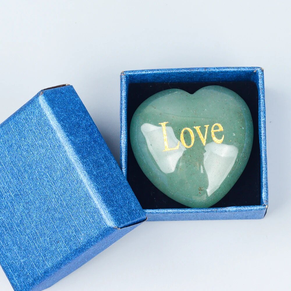 40 мм подарочная коробка с нефритовым сердечком, натуральный кристалл авантюрина, минеральные драгоценные камни, сердце, естественно полированное, дополнительный логотип, украшение для дома с любовью