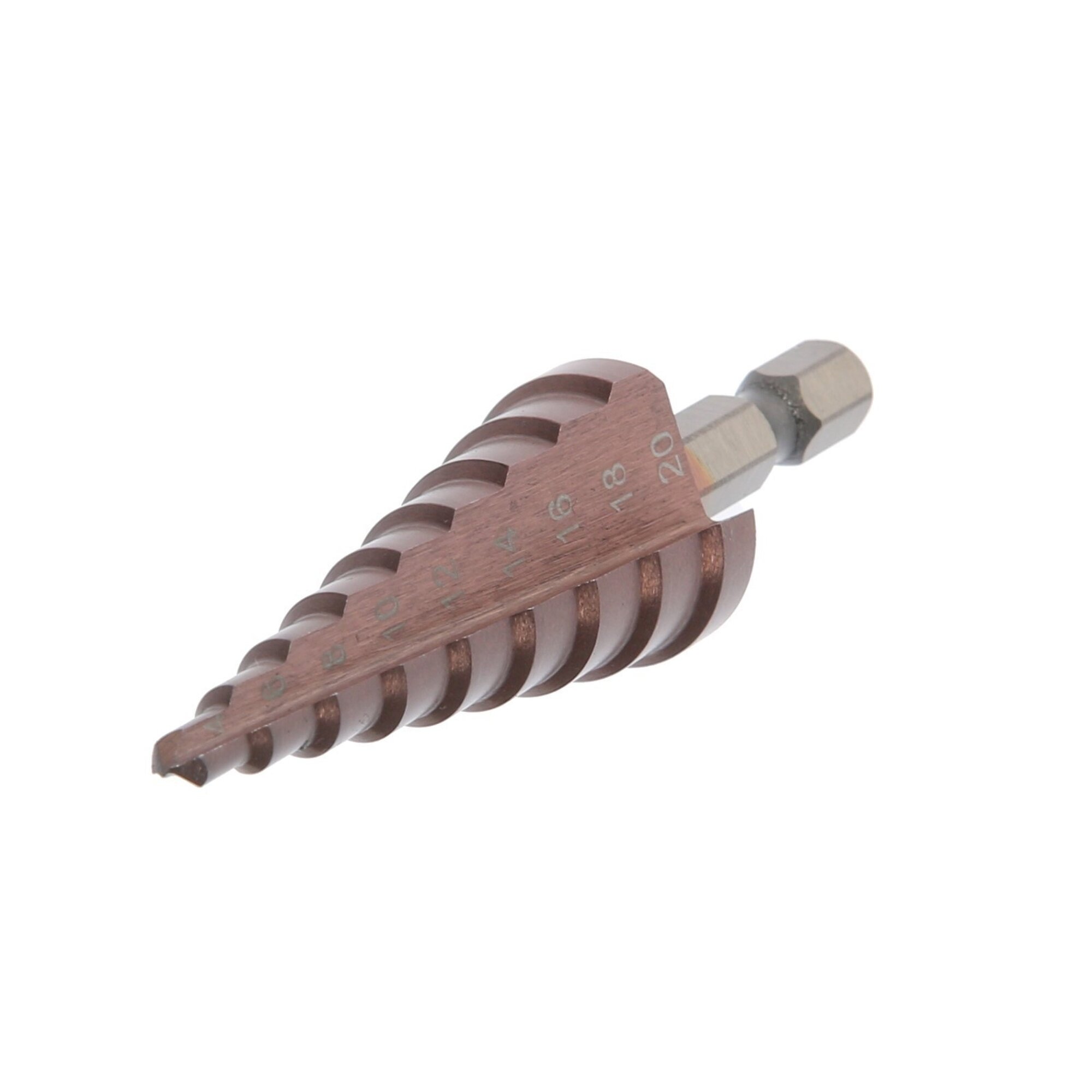 Сверло ступенчатое тундра, HSS-Co, шестигранный хвостовик, 4 - 20 мм